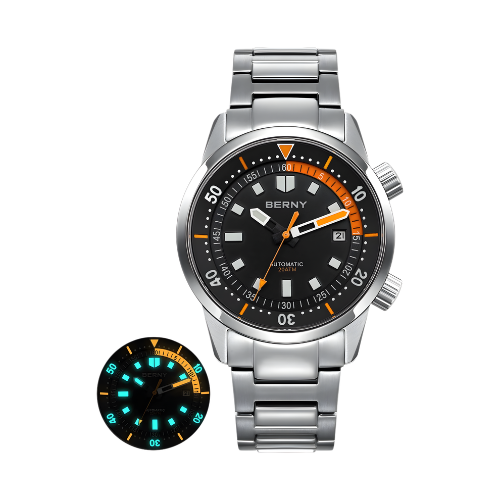 Stainless Steel Automatic Dive Watch 42mm Black Face – Stuffology Store